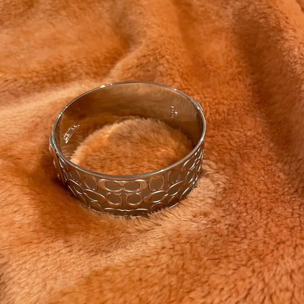 Coach Signature Silver Bangle 1 Inch - Gem
